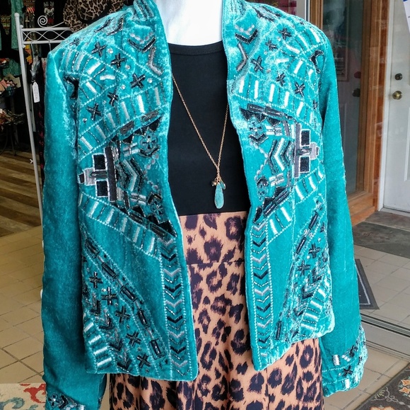 Crazy Train | Jackets & Coats | Turquoise Beaded Jennings Jacket By ...
